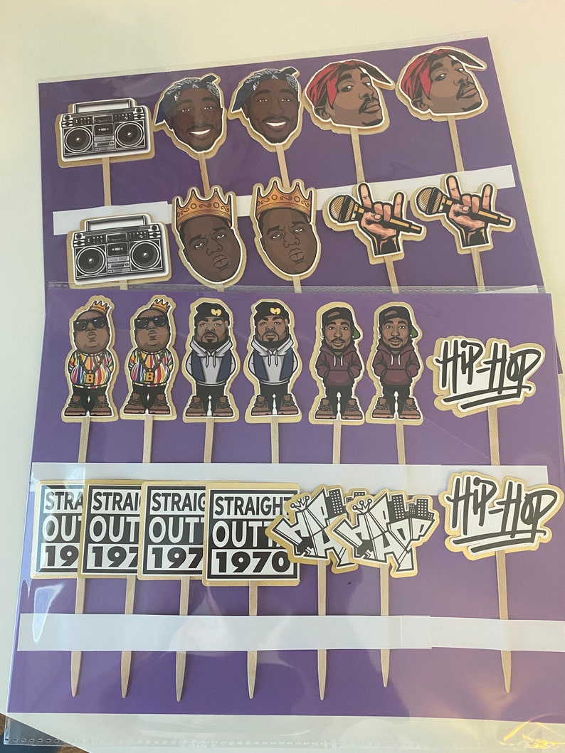 12 Hip Hop Cupcake Toppers, Rappers Cupcake Toppers, 90s Birthday Party ...