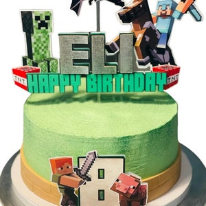 Mnecraft Cake Topper, Gamer Topper, Mnecraft Birthday Cake, Steve Cake ...