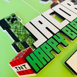 Mnecraft Cake Topper, Gamer Topper, Mnecraft Birthday Cake, Steve Cake ...