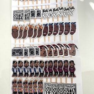 12 Hip Hop Cupcake Toppers, Rappers Cupcake Toppers, 90s Birthday Party ...