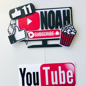 Youtube Cake Topper, Social Media Birthday Theme, Youtube Cupcake ...