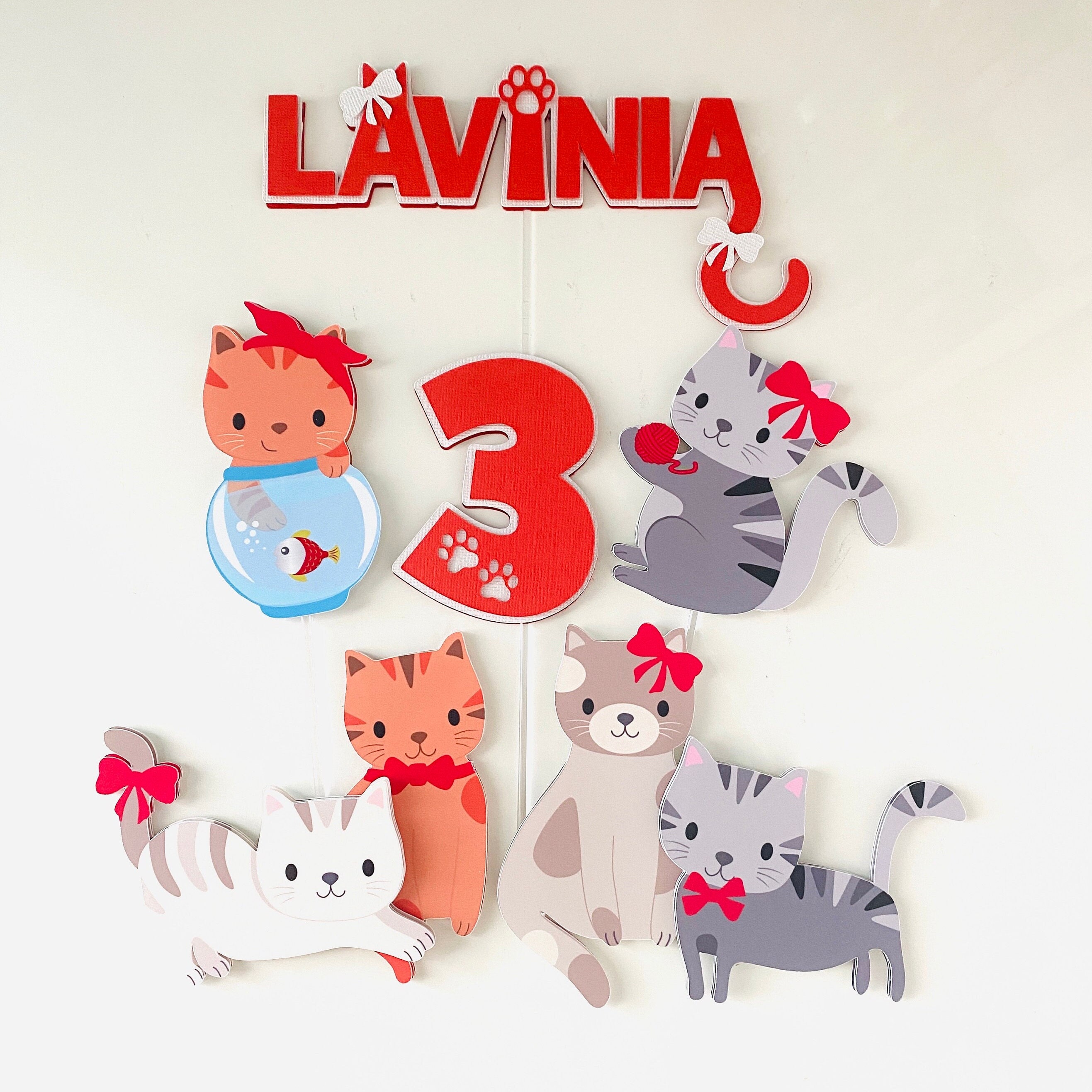 Kitten Cake Topper, Cat Party Topper, Kitten Birthday Party, Custom Cat ...