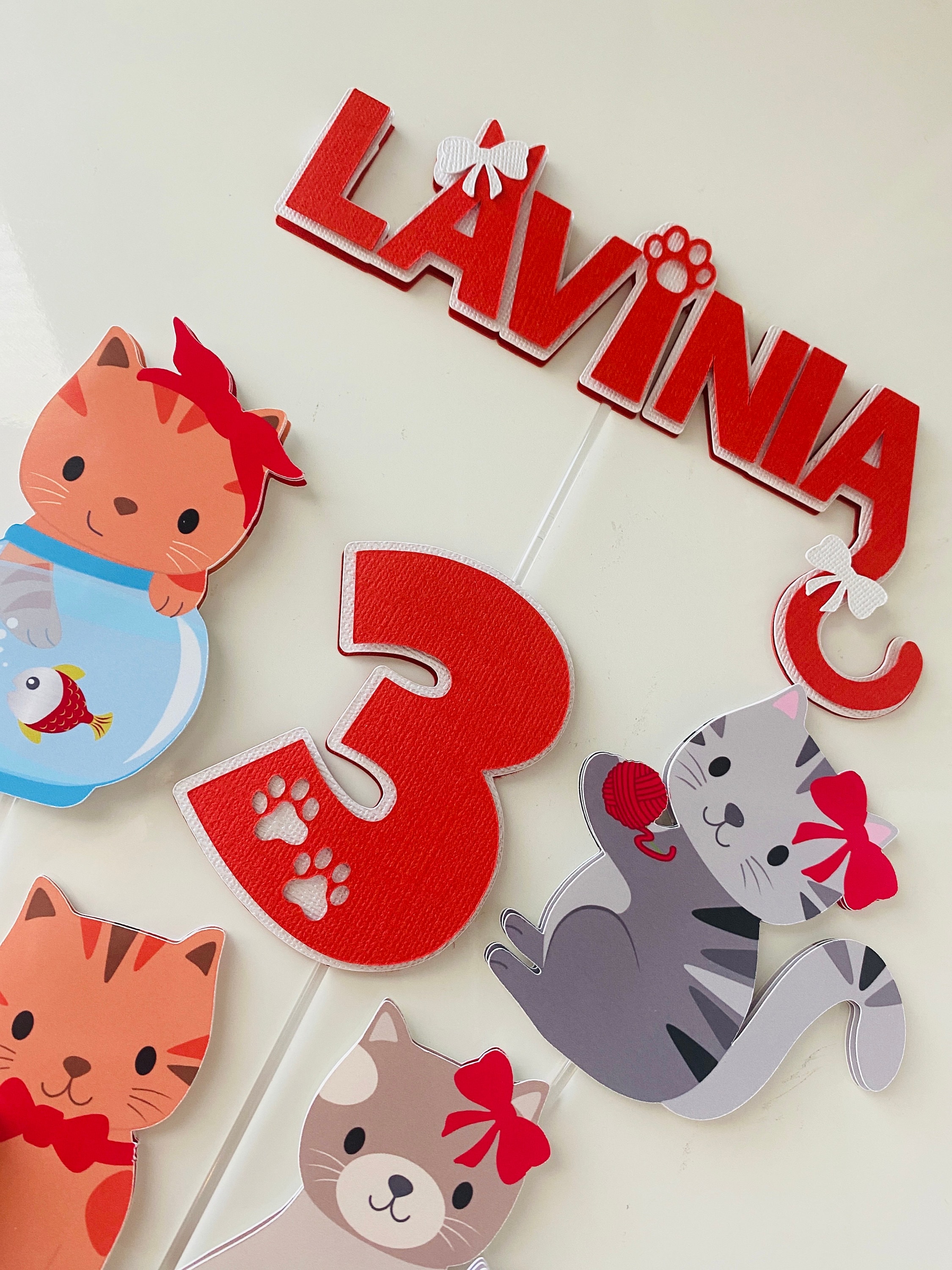 Kitten Cake Topper, Cat Party Topper, Kitten Birthday Party, Custom Cat ...