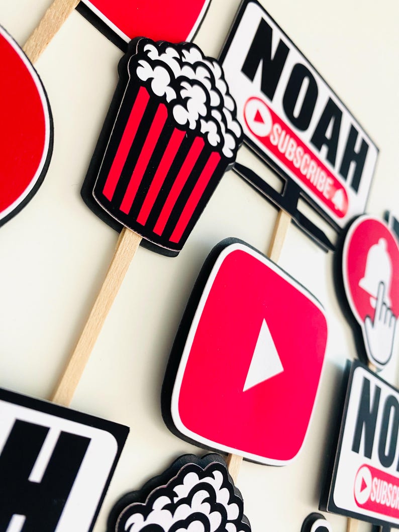 Youtube Cake Topper, Social Media Birthday Theme, Youtube Cupcake ...
