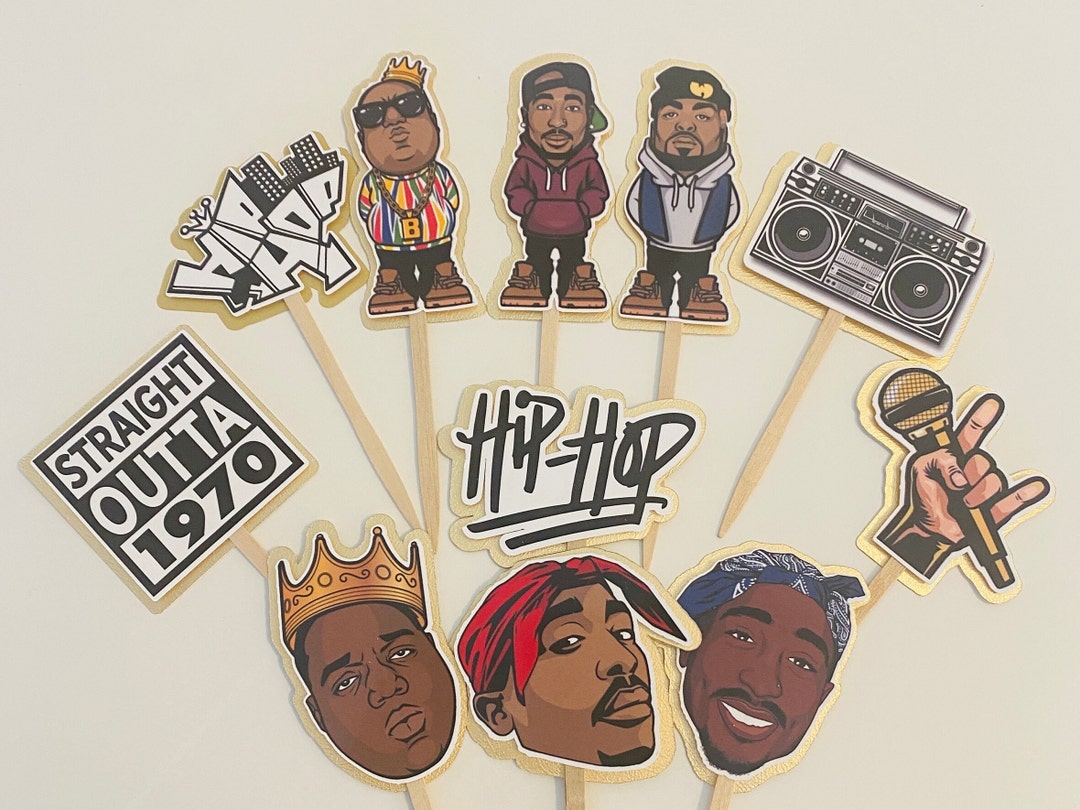 12 Hip Hop Cupcake Toppers, Rappers Cupcake Toppers, 90s Birthday Party ...