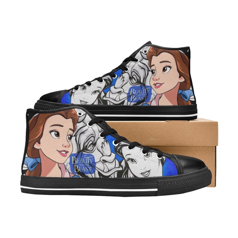 Beauty & the Beast High Top Shoes Sneakers, Personalized Custom Kids ...