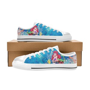 The Little Mermaid Low Top Shoes Sneakers, Personalized Custom Kids ...