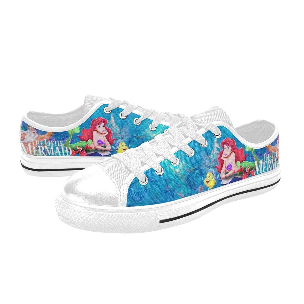 The Little Mermaid Low Top Shoes Sneakers, Personalized Custom Kids ...