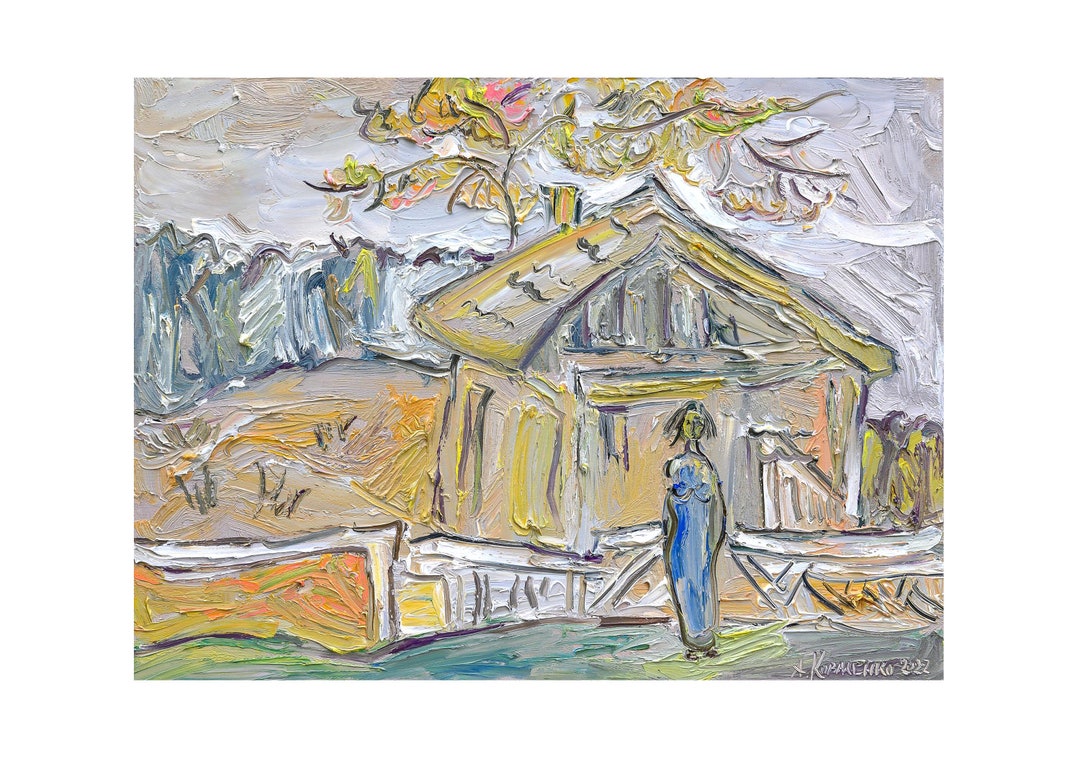 MODERN EXPRESSIONISM Rural Landscape Original Oil Painting Textured 3d ...