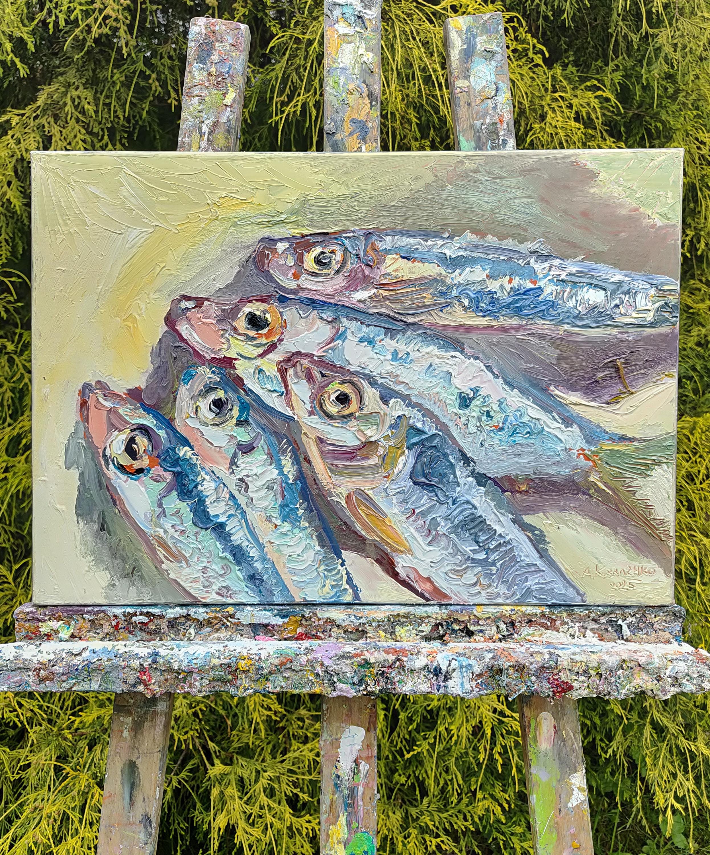 Fish Wall Art Large Oil Painting MODERN Shining Sardines Seafood ...