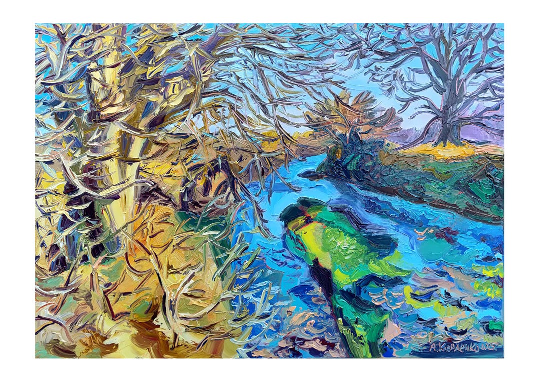 RIVER Landscape Painting Original Impasto Oil Artwork Impressionism ...