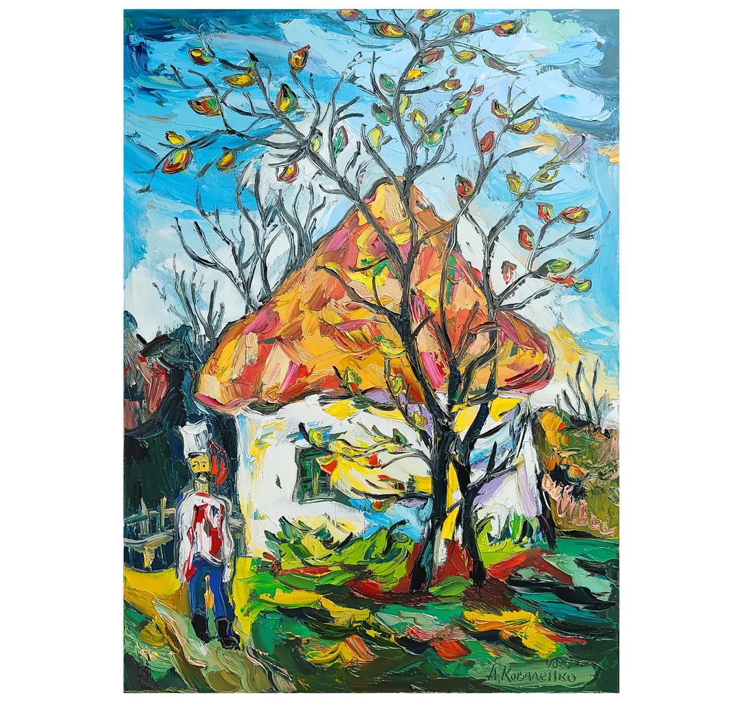 Ukrainian Folk Art Oil Painting Kozak Original Painting Ukraine ...