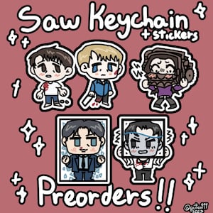 Saw Keychain + Stickers Adam, Lawrence, Amanda, Hoffman, Strahm - Etsy