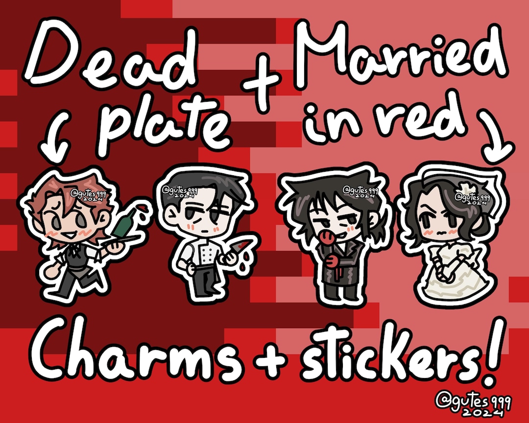 Dead Plate and Married in Red Keychains + Stickers, Vincent, Rody, Bok ...