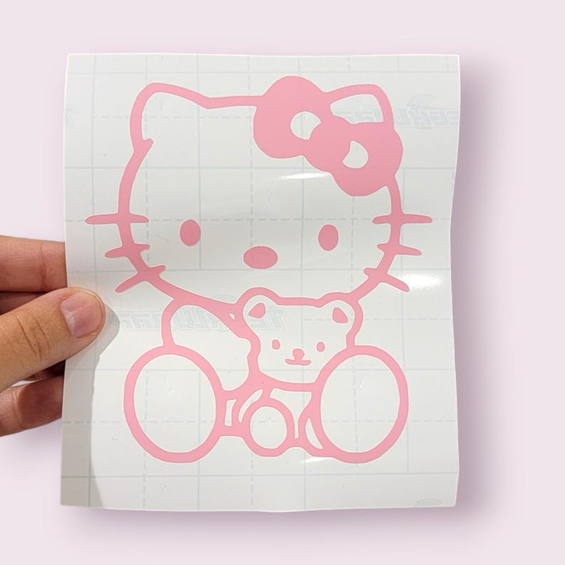 Hello Kitty With Teddy Bear Car Decal Mirror Decal Pink Hello Kitty ...