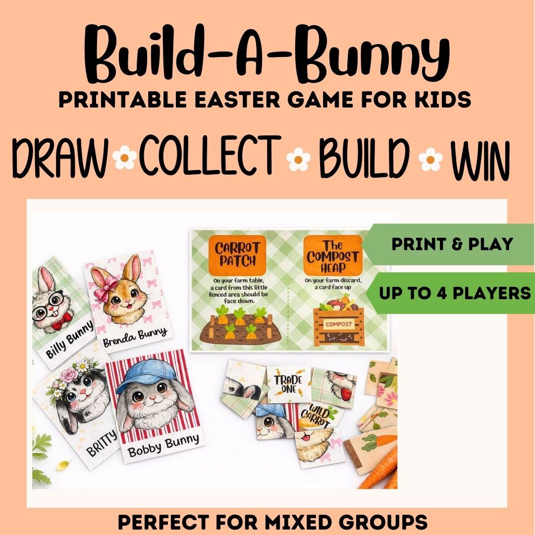 Build-a-bunny Printable Easter Game | Kids Activity, Party Game (PDF ...