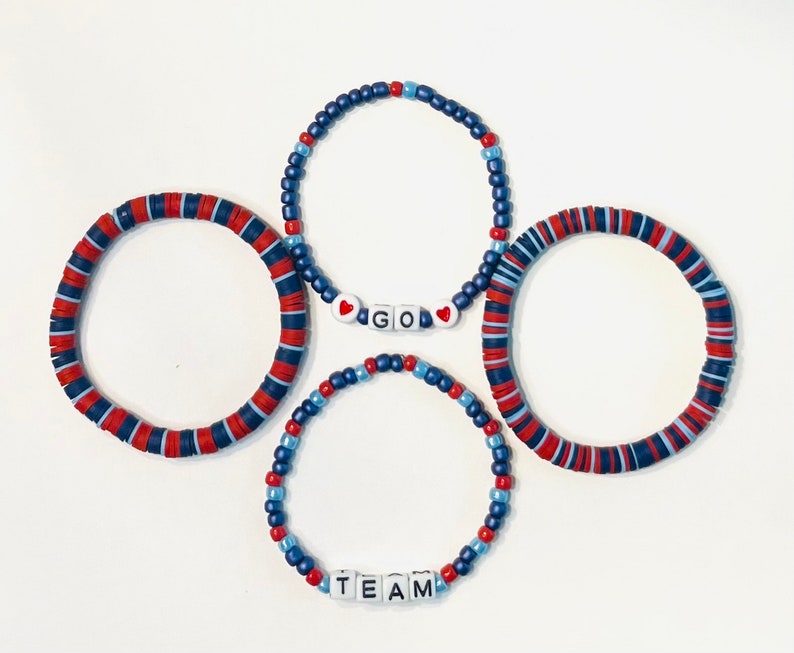 Customizable Gameday Bracelet Stack With Navy, Red, and Powder Blue ...