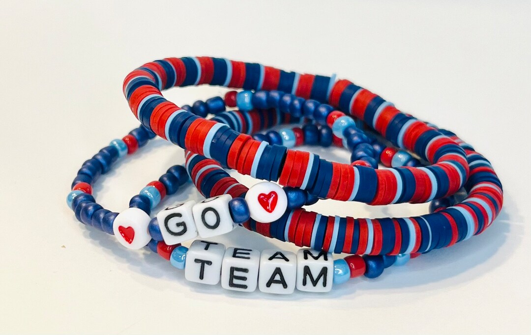 Customizable Gameday Bracelet Stack With Navy, Red, and Powder Blue ...