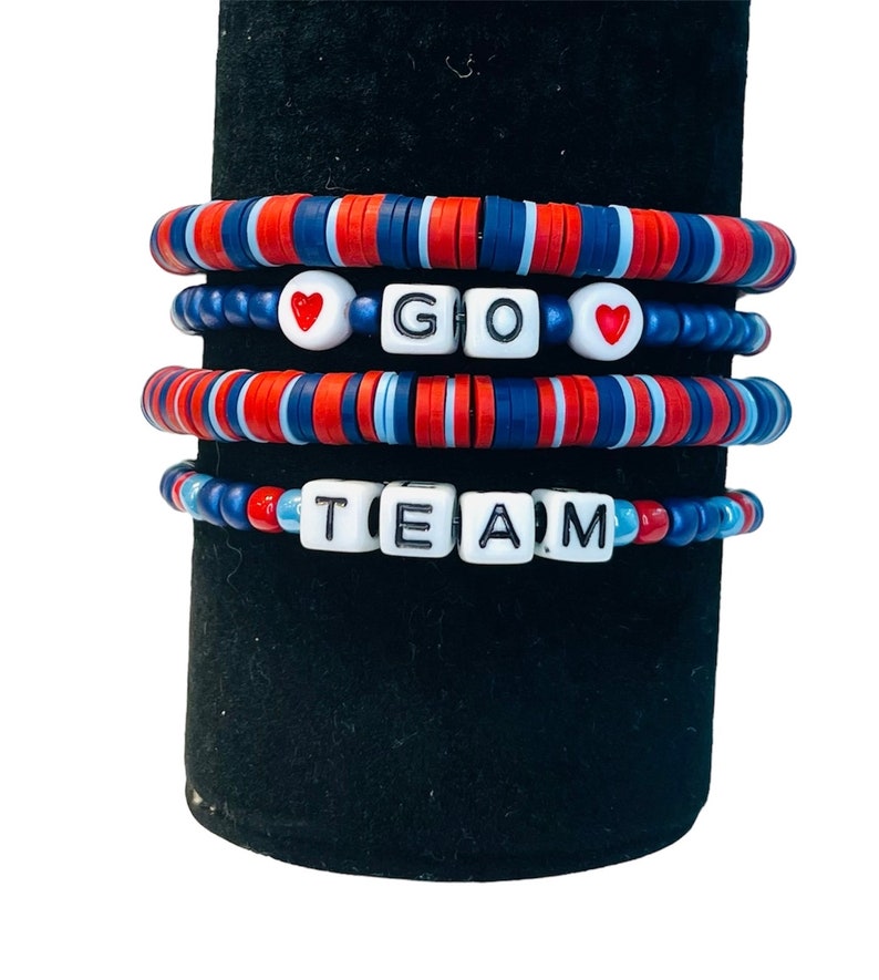 Customizable Gameday Bracelet Stack With Navy, Red, and Powder Blue ...
