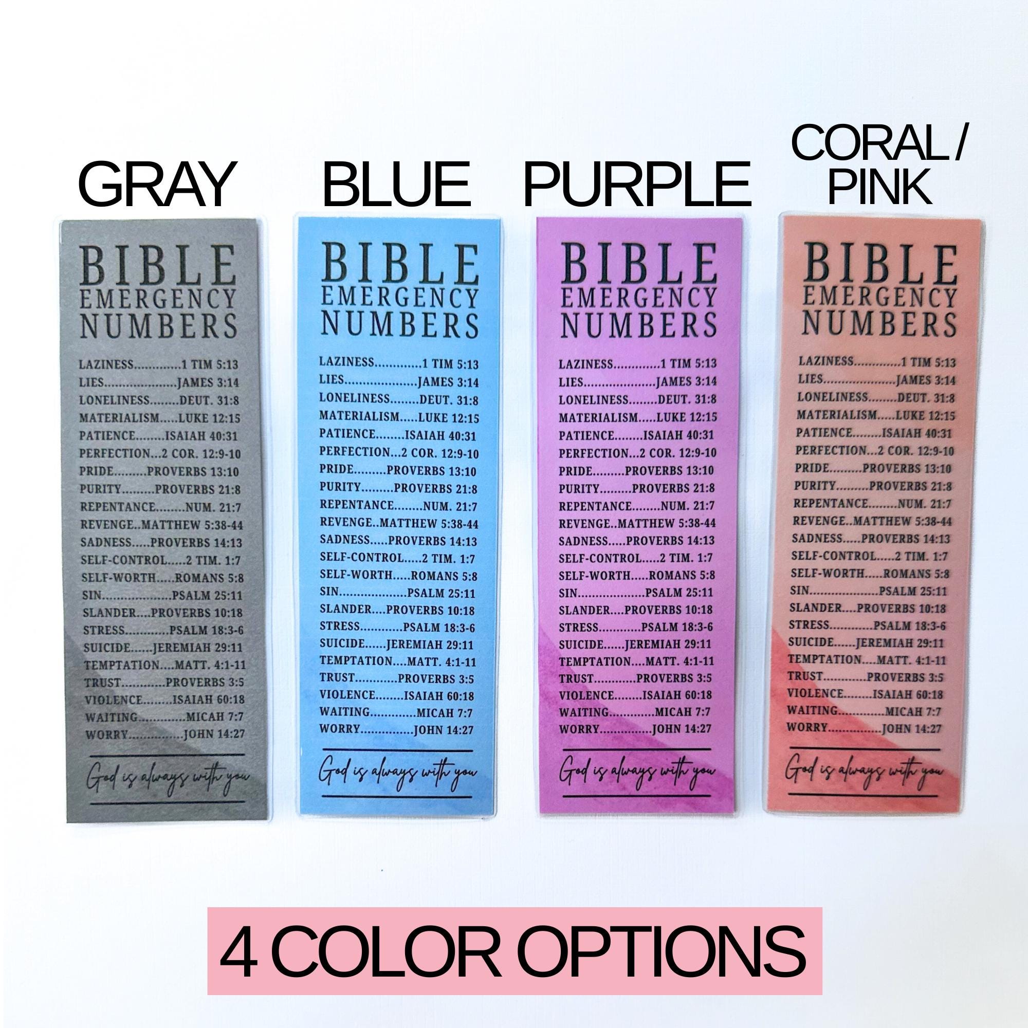 Emergency Bible Numbers Bookmark Christian Scripture Reference Card ...