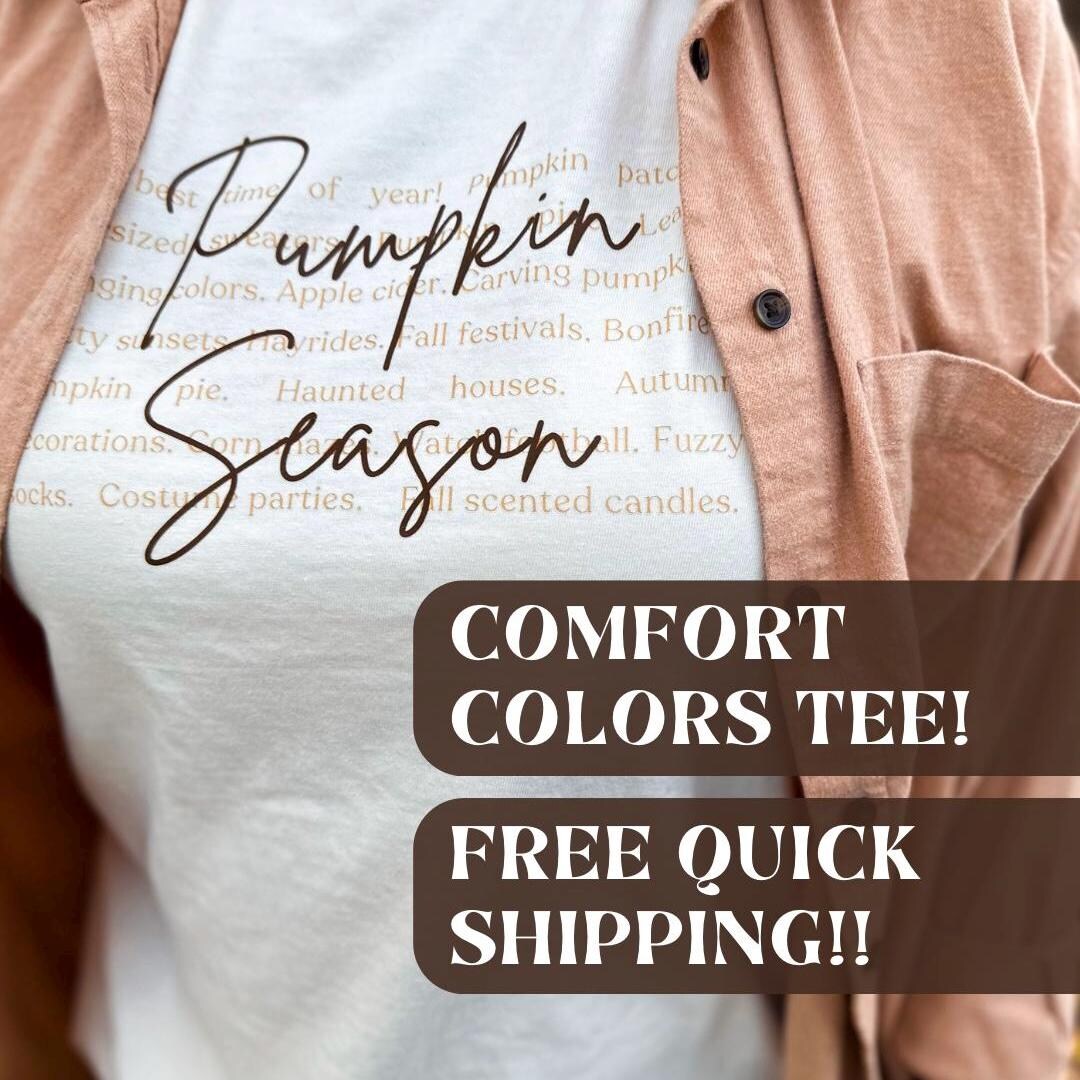 Fall Words Tshirt Pumpkin Season Words Tee Comfort Colors Fall Vibes ...