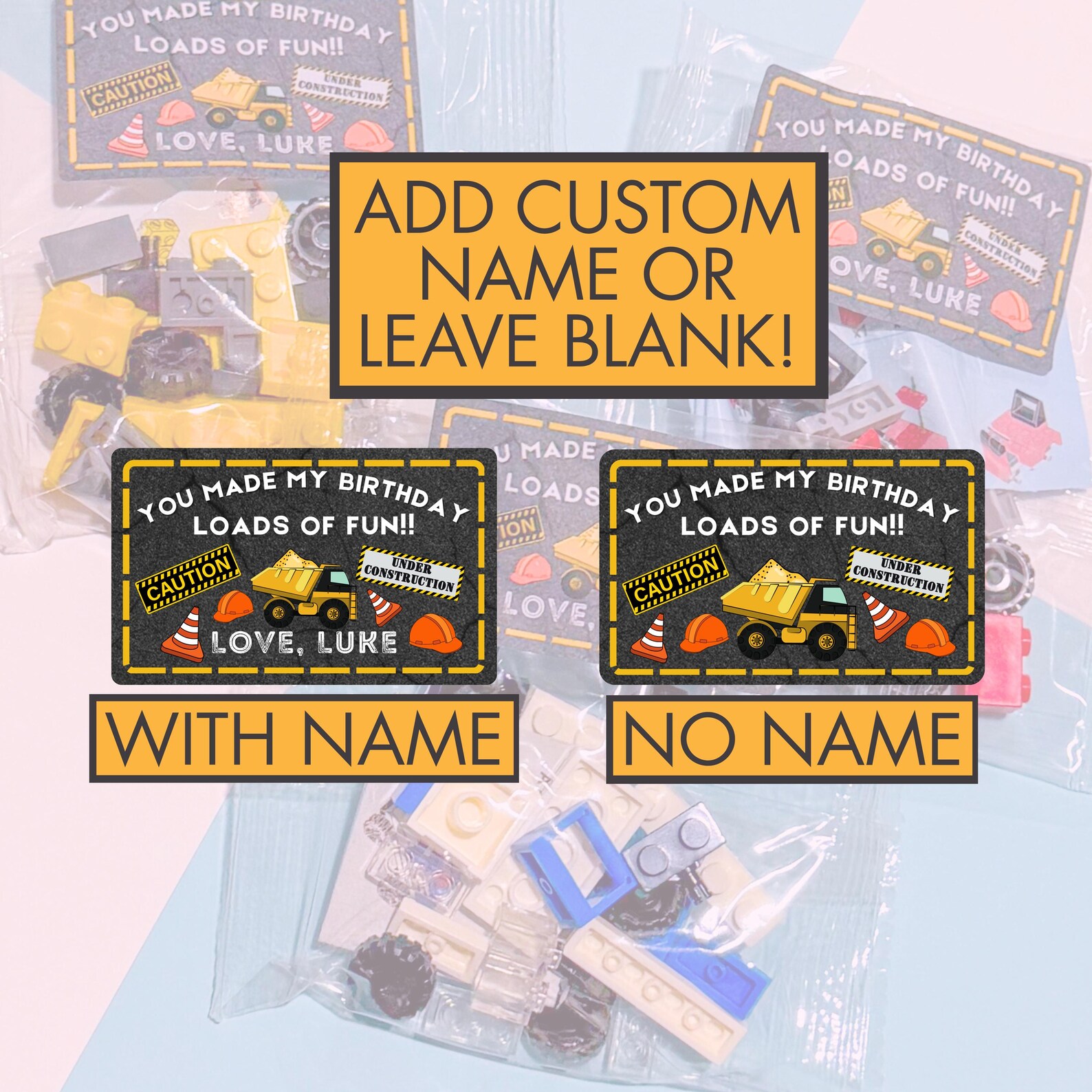 Construction Truck Birthday Party Favors Personalized Car and Truck ...
