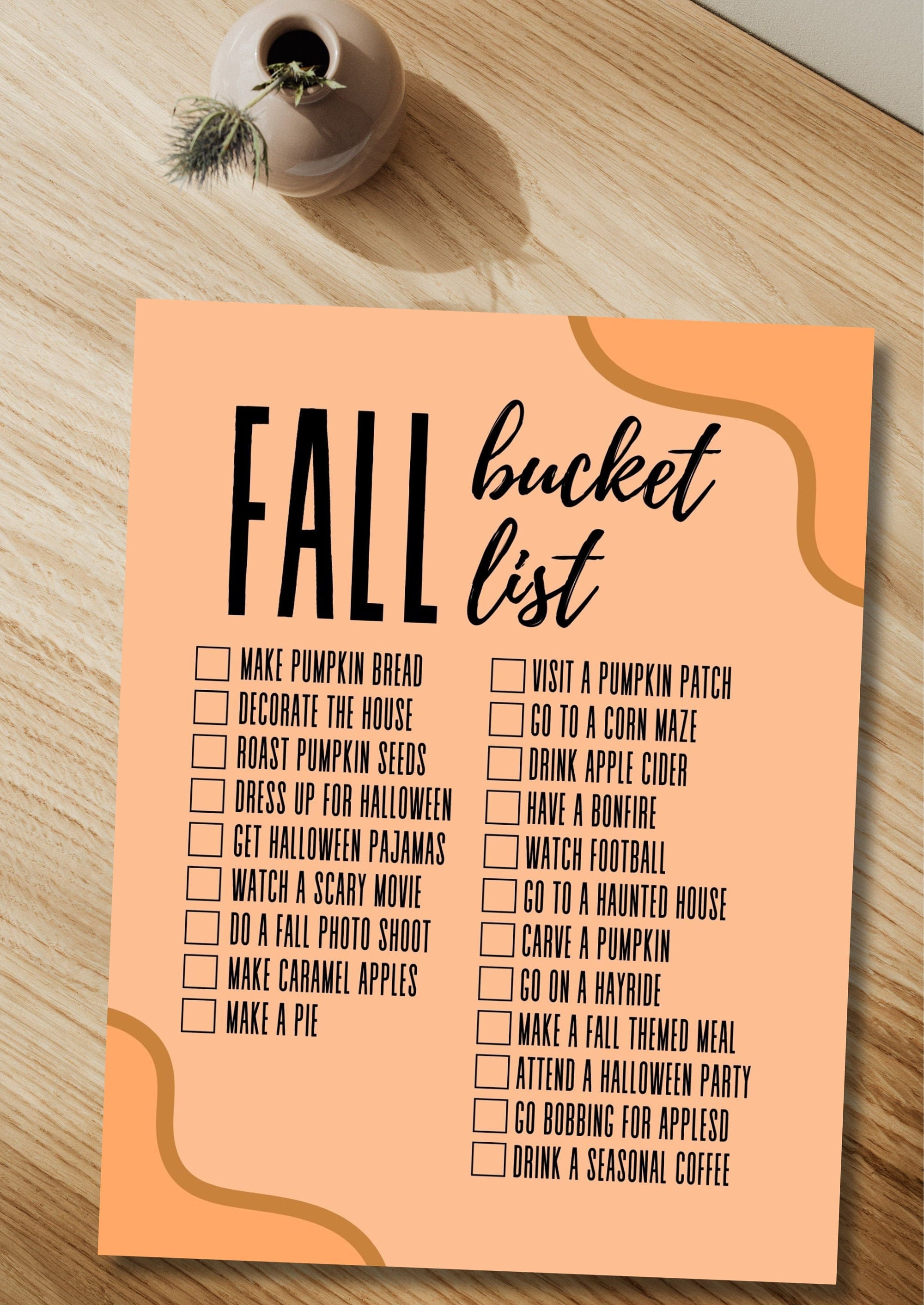 Fall Bucket List Template - Etsy
