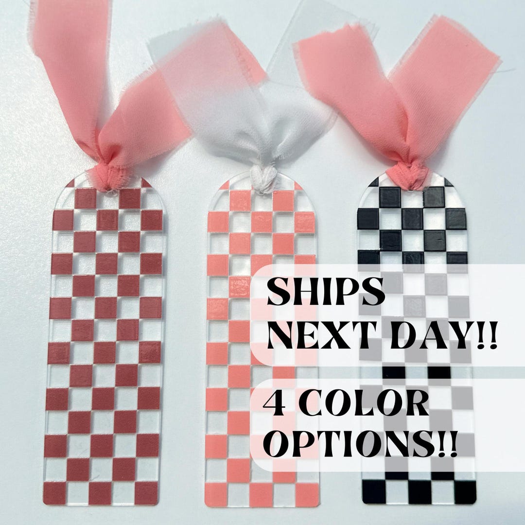 Checkered Neutral Bookmark for Reading Lover Gift Idea Acrylic Bookmark ...