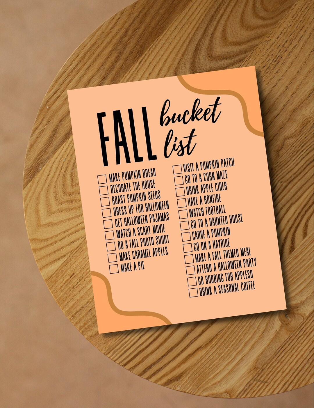 Fall Bucket List Template - Etsy