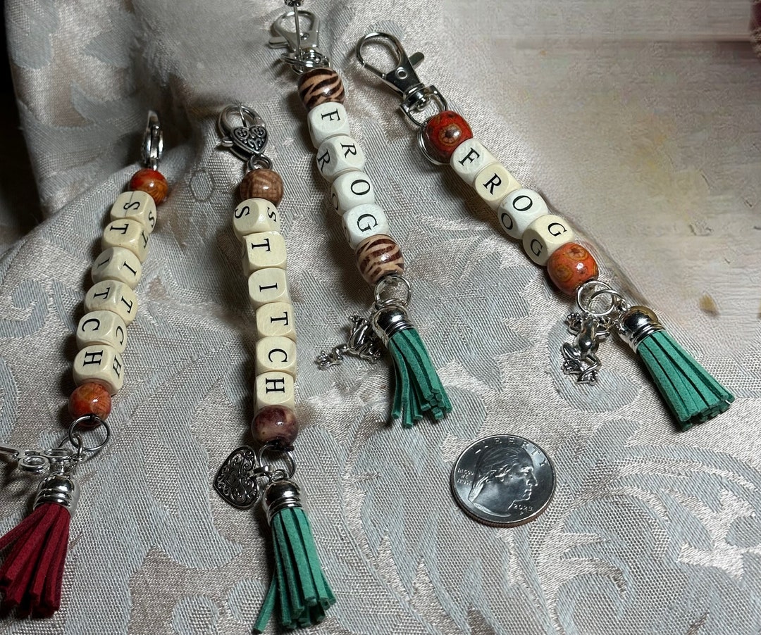 Handcrafted frog & Stitch Wood Bead Scissor Fobs Key Fobs Boutique ...