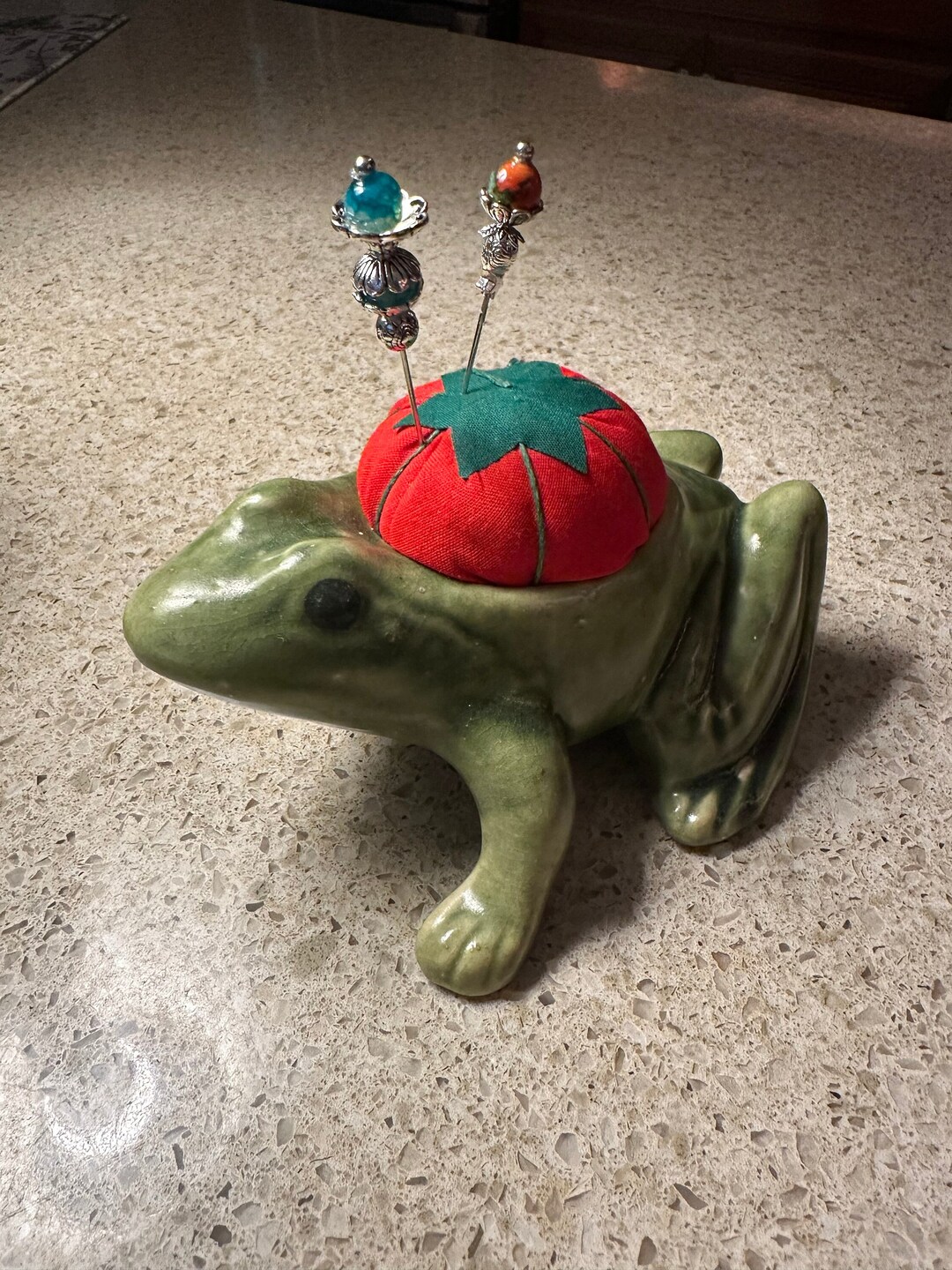 Vintage Ceramic Frog With Tomato Pincushion and 2 Handmade Counting ...