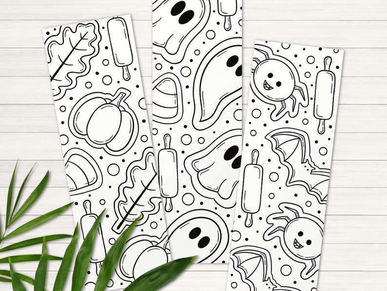 Halloween Coloring Bookmarks for Kids, Halloween Cookie Bookmark ...