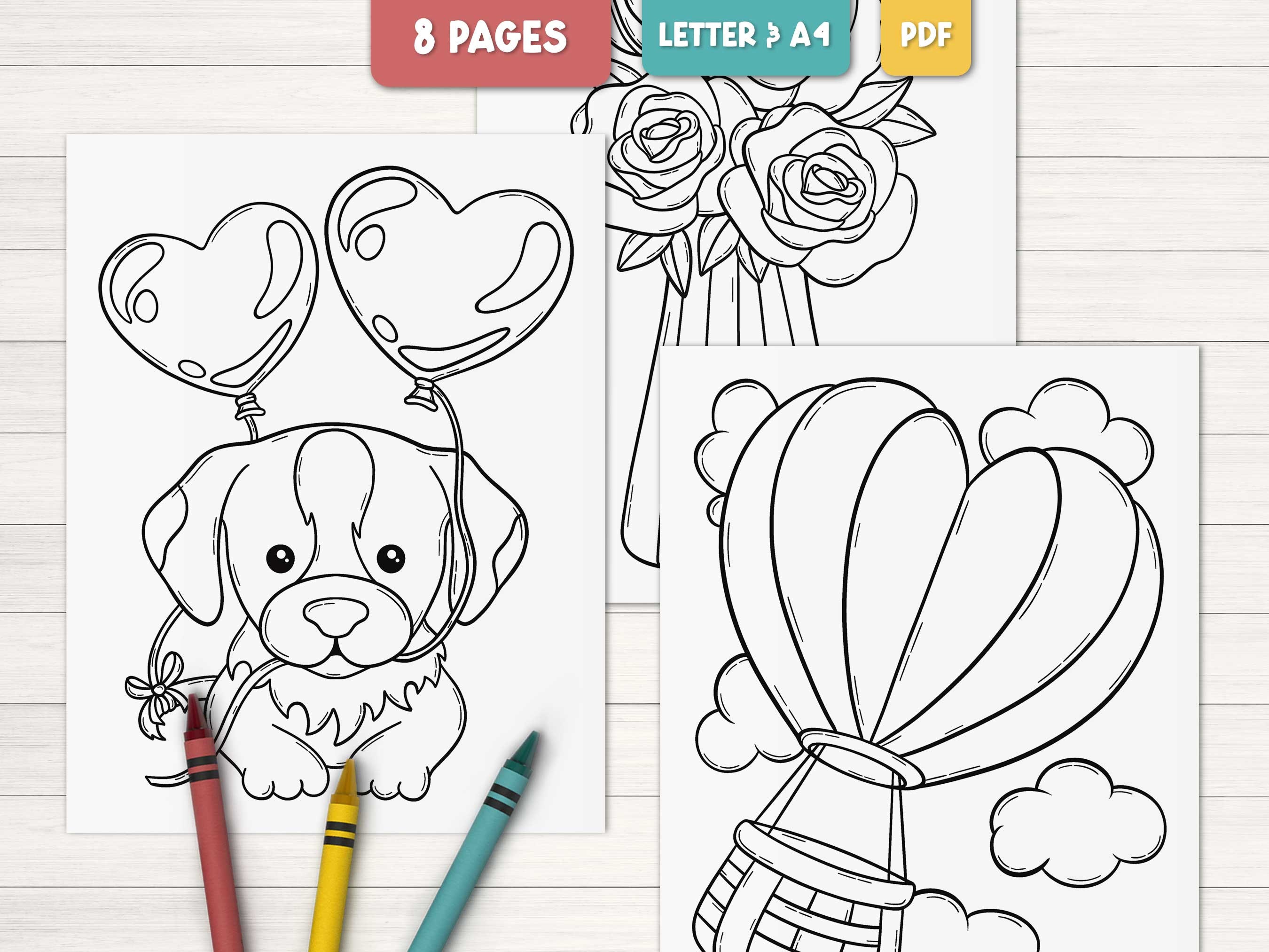 Valentines Day Coloring Pages for Kids and Adults, Printable Valentines ...