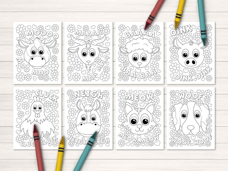 Farm Animal Coloring Pages, Cute Animal Coloring Pages for Kids ...