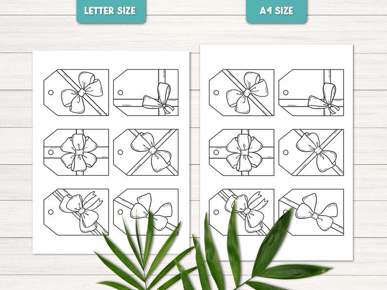 Printable Holiday Gift Tags, Coloring Christmas Gift Tags, Bow Tag ...
