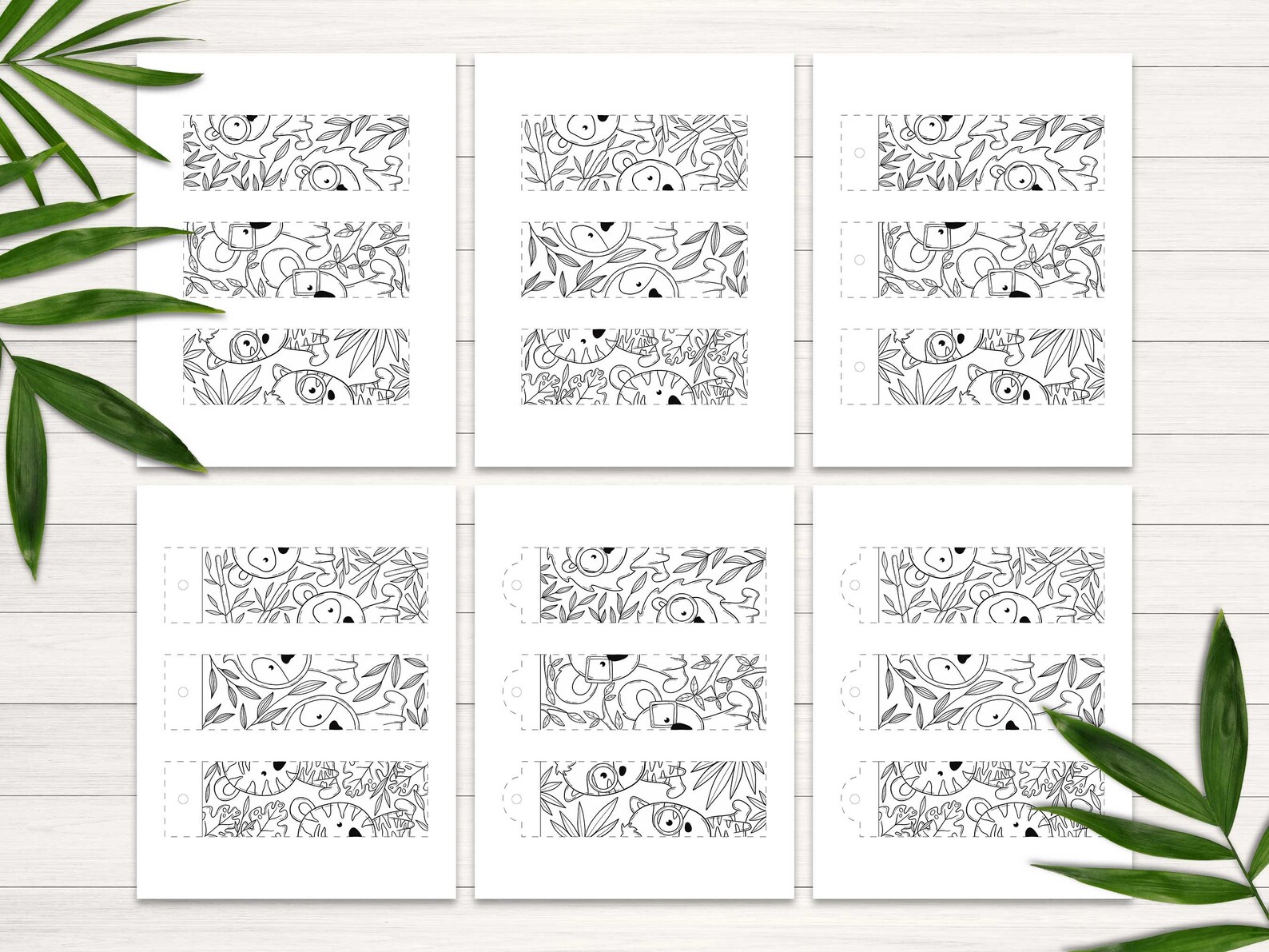 Jungle Animal Coloring Bookmarks for Kids, Printable Bookmarks to Color ...