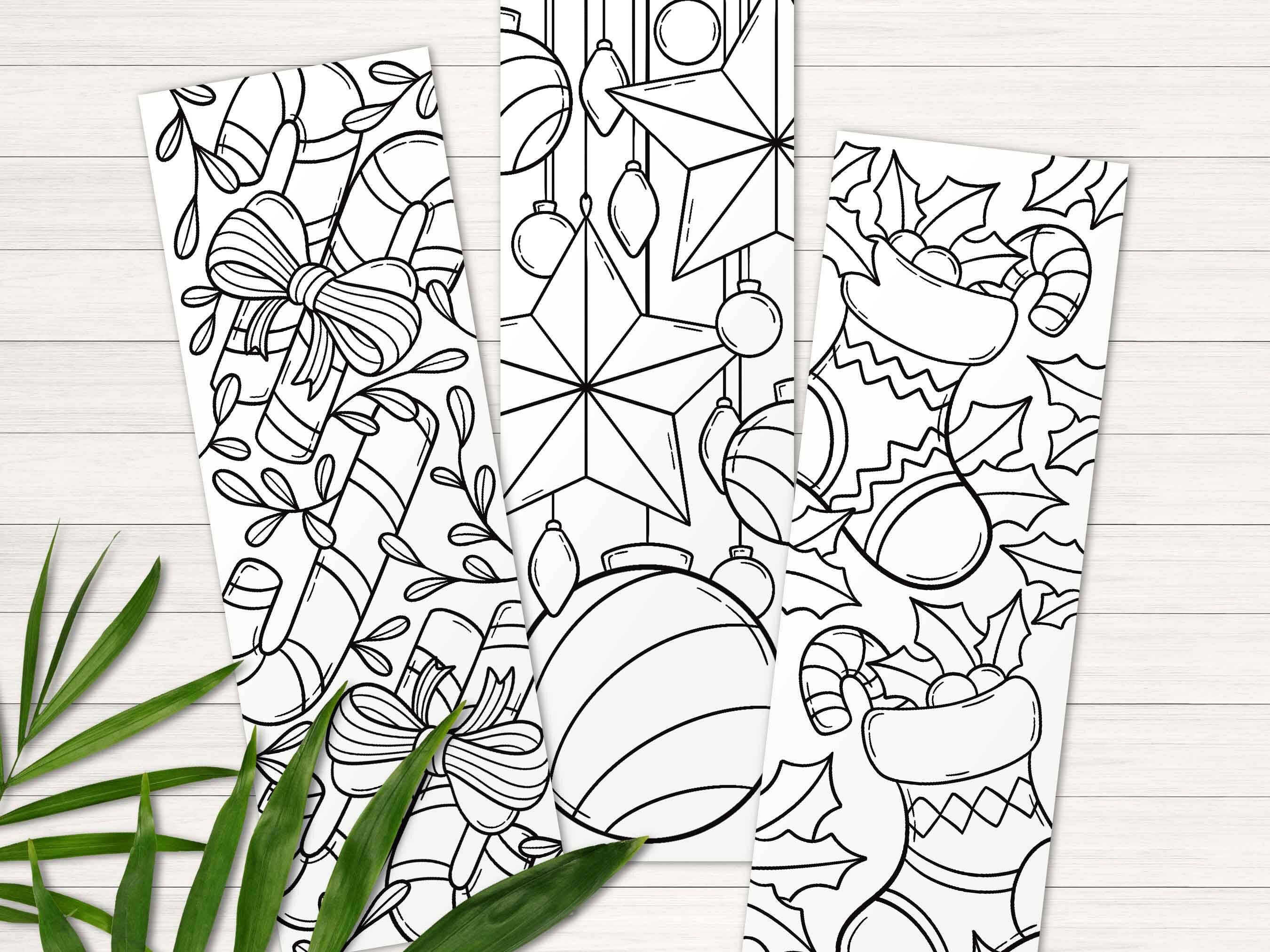 Christmas Coloring Bookmarks, Printable Bookmarks to Color, DIY ...