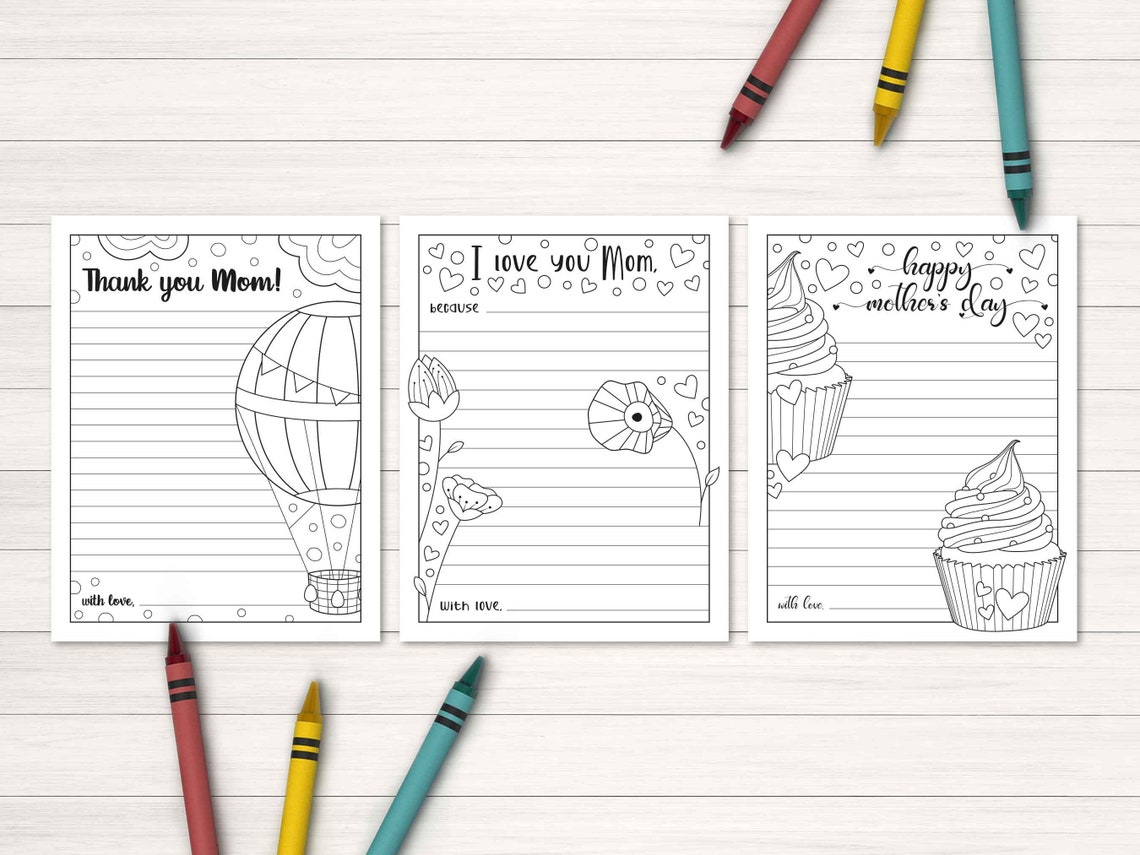Mothers Day Letter, Printable Coloring Card, Mothers Day Coloring Pages ...