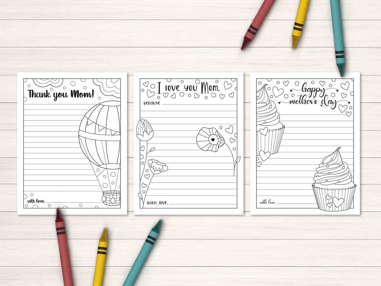 Mothers Day Letter, Printable Coloring Card, Mothers Day Coloring Pages ...