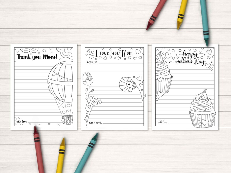 Mothers Day Letter, Printable Coloring Card, Mothers Day Coloring Pages ...