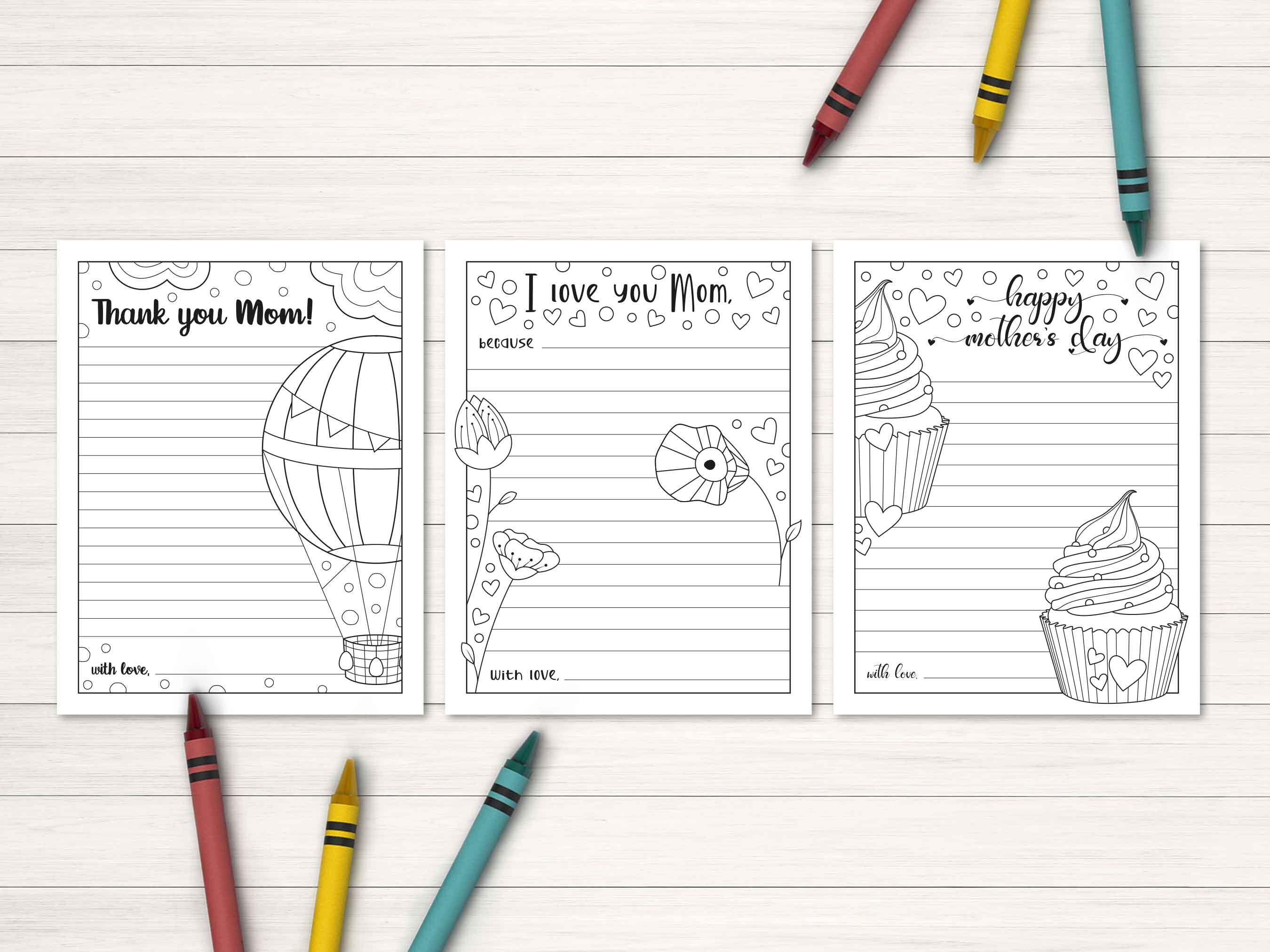 Mothers Day Letter, Printable Coloring Card, Mothers Day Coloring Pages ...