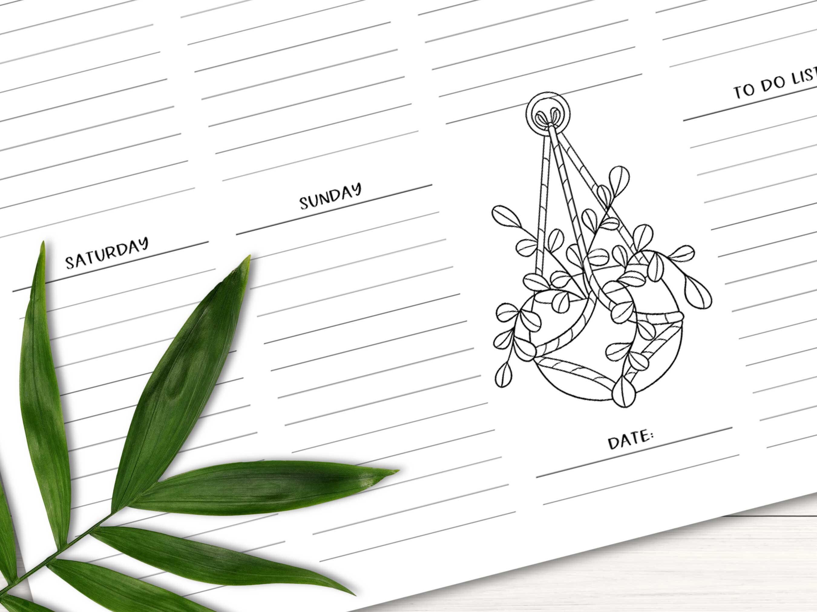 Weekly Planner Printable Floral Coloring Planner Pages - Etsy