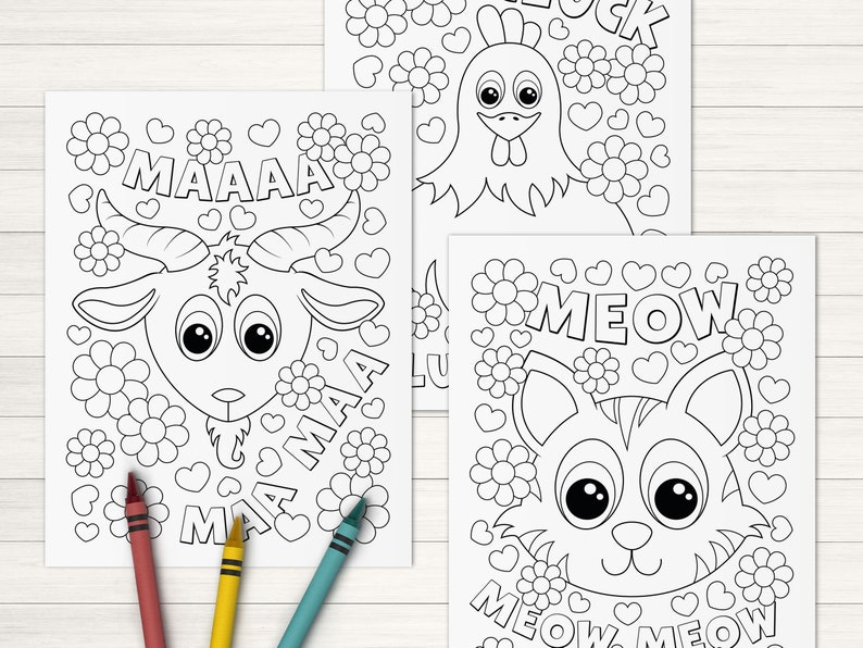 Farm Animal Coloring Pages, Cute Animal Coloring Pages for Kids ...