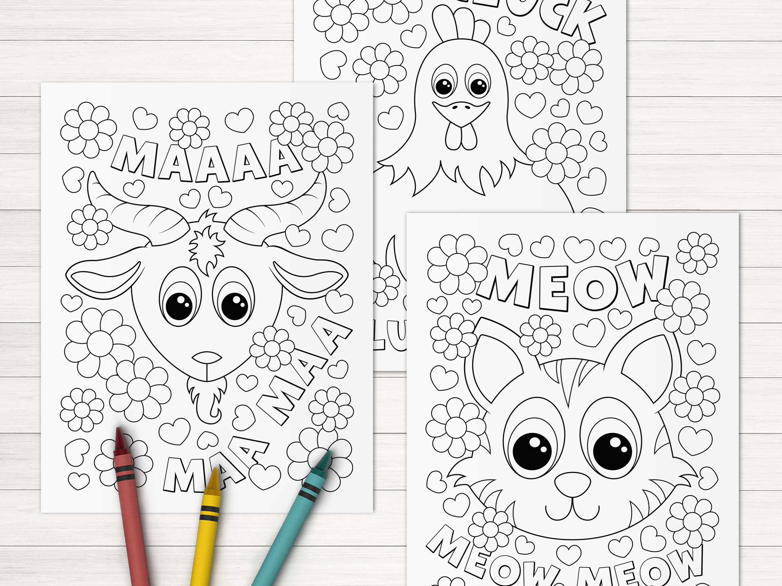 Farm Animal Coloring Pages, Cute Animal Coloring Pages for Kids ...