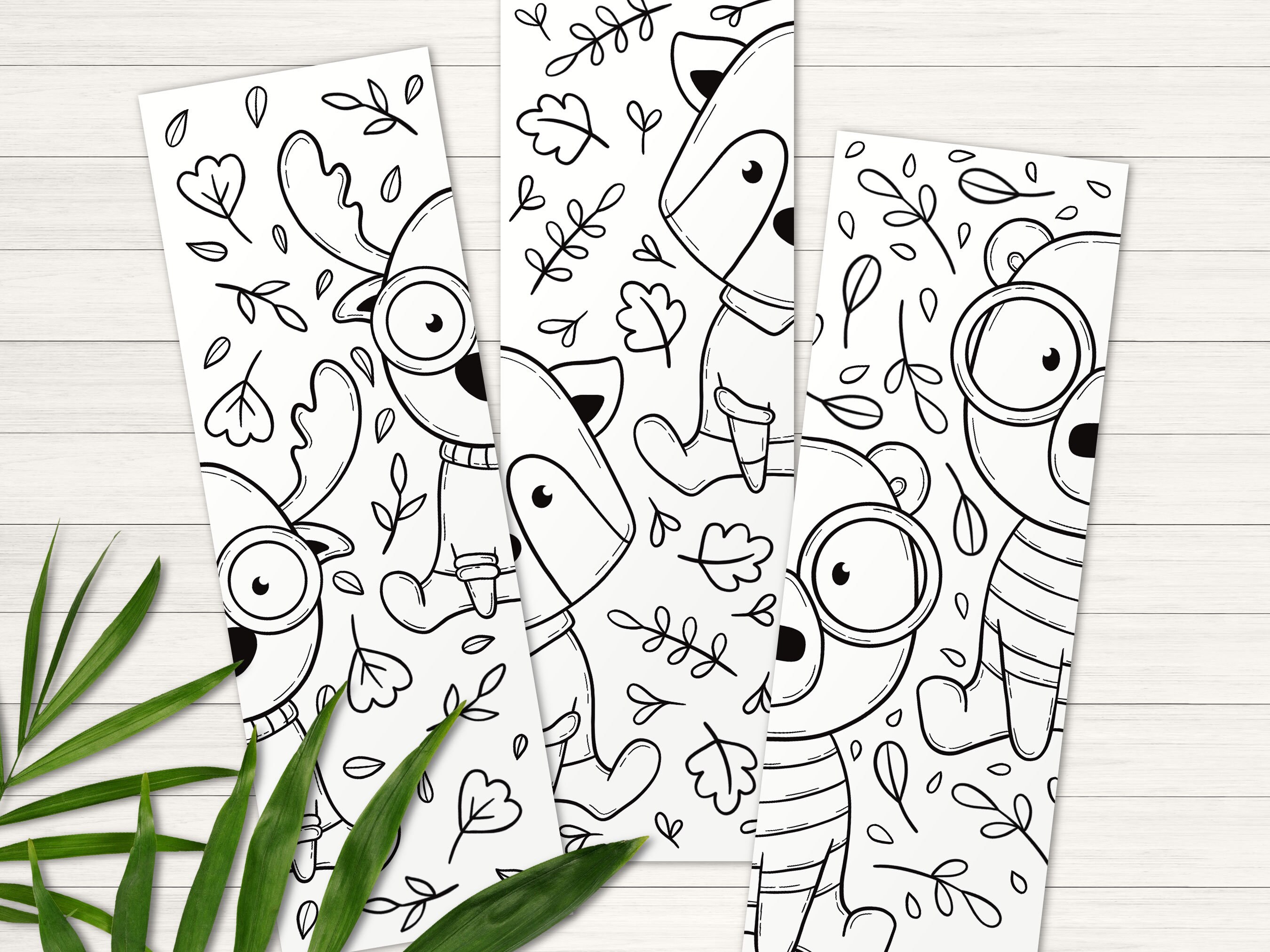 Woodland Animal Coloring Bookmarks for Kids, Fall Bookmarks Printable ...