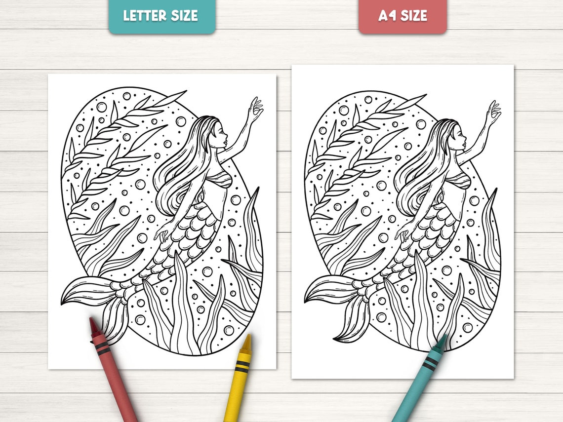 Printable Mermaid Coloring Pages for Kids, Mermaid Birthday Activities ...