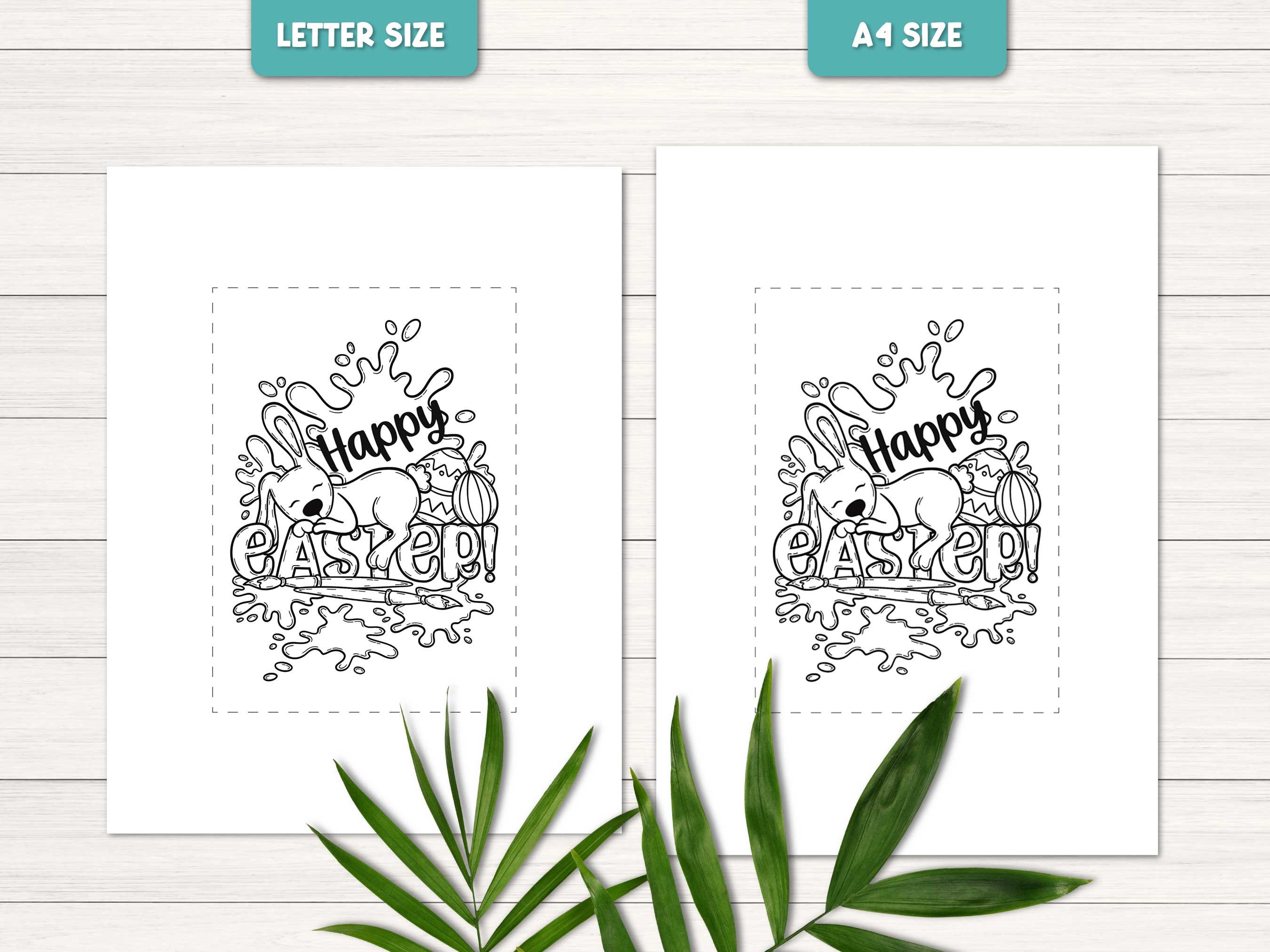 Printable Easter Coloring Card for Kids, Happy Easter Greeting Card ...