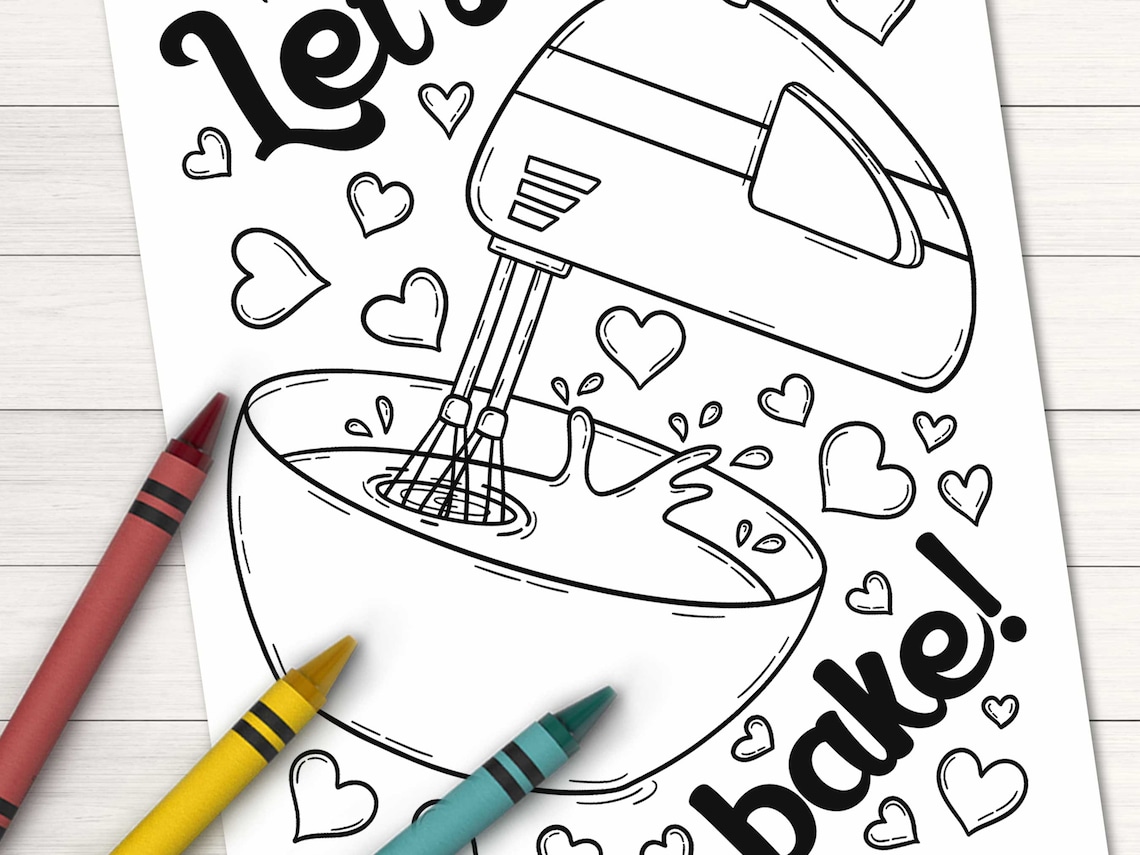 Baking Coloring Pages for Kids, Food Coloring Page Printable, Sweets ...