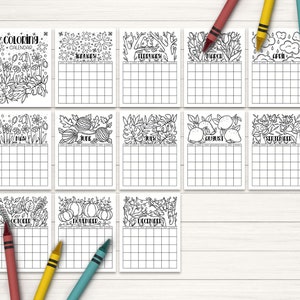 Printable Coloring Calendar for Kids, Undated Planner PDF, Coloring ...