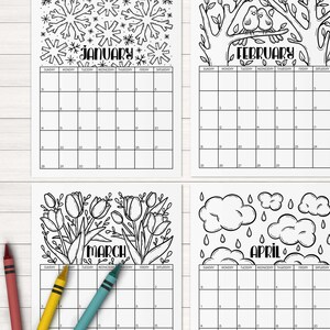 Printable Coloring Calendar for Kids School Year Calendar - Etsy